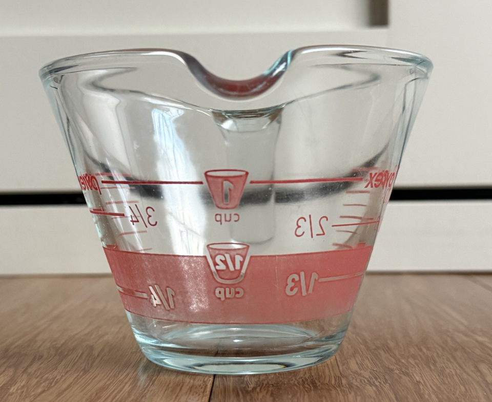 Pyrex 1 Cup Measuring Cup • Read from Above Graphics • Clear Glass ...