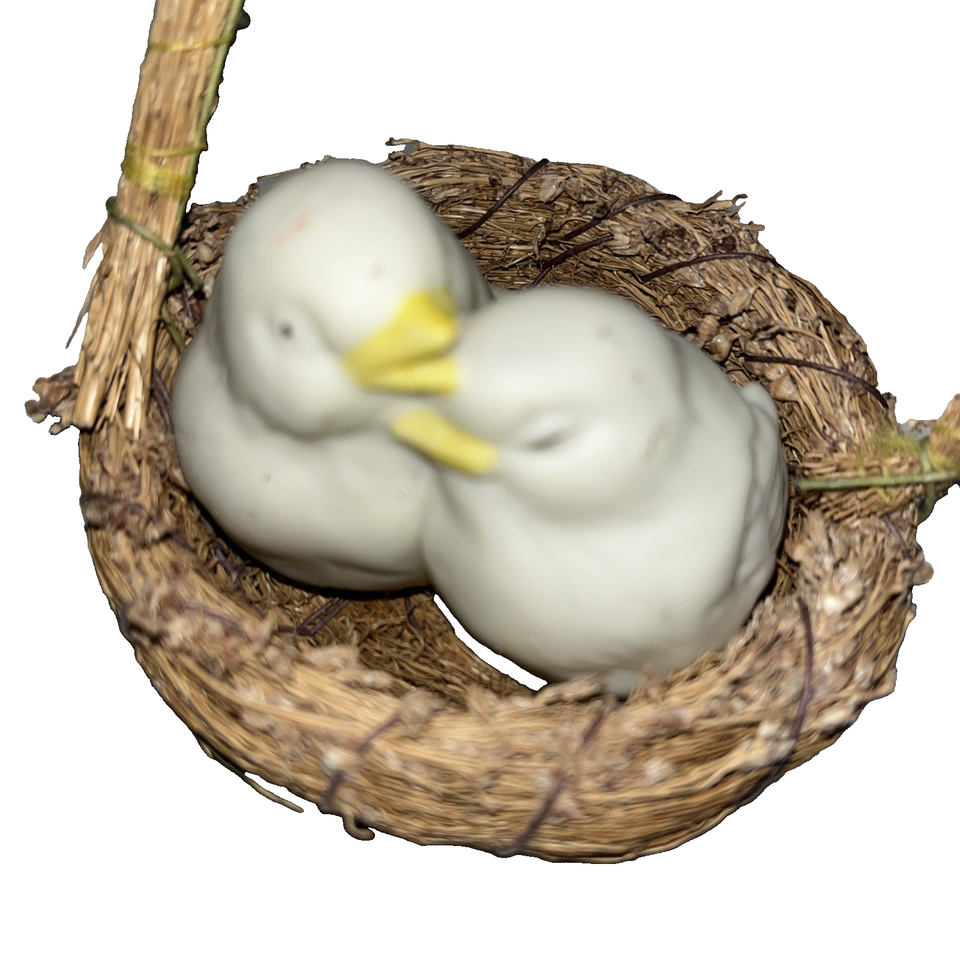 Vintage Porcelain Birds in Grass Wired Nest Unique for Nested Bird ...