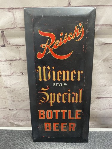 VINTAGE PRE-PROHIBITION REISCH'S WIENER BOTTLE BEER TIN OVER CARDBOARD ...