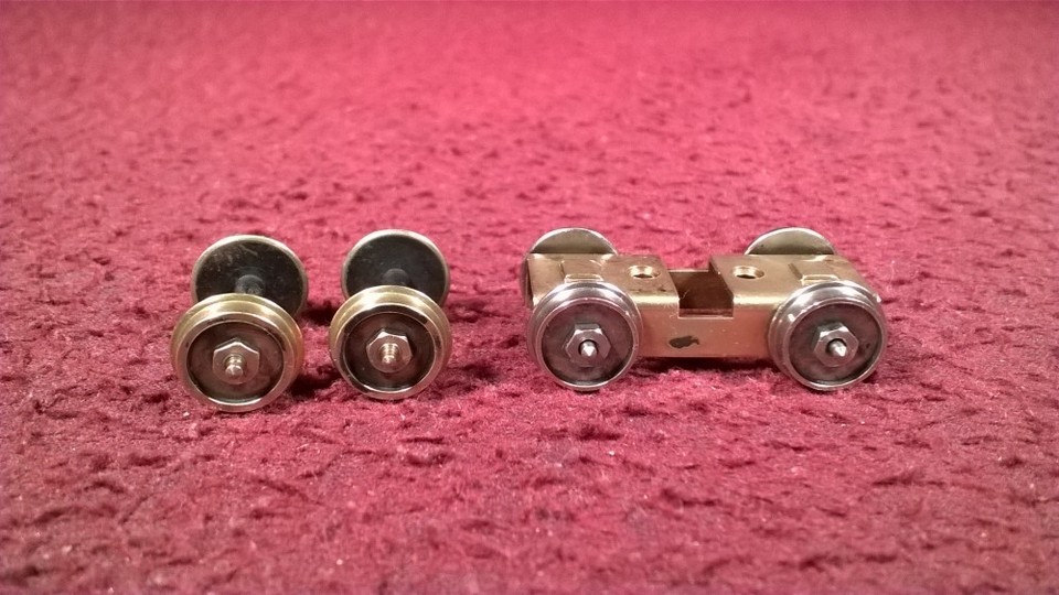 HO BRASS BAND-DRIVEN TROLLEY CAR - POWER TRUCK & DUMMY WHEELS - GOOD ...