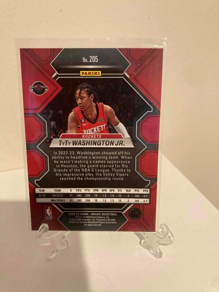 2022-23 Mosaic #205 TyTy Washington Jr. Houston Rockets RC Rookie Card ...