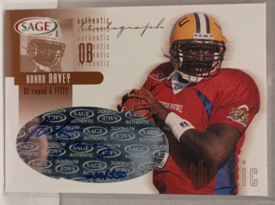 2002 SAGE Rohan Davey Authentic Autograph RC /550 | eBay