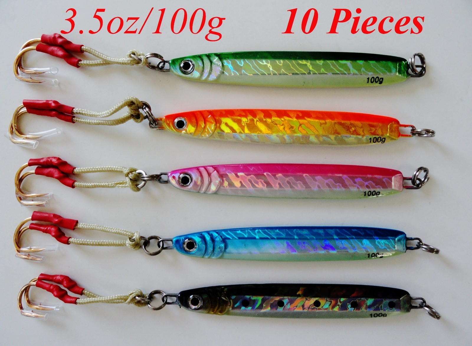 10 Pieces Knife jigs 3.5oz/100g vertical butterfly fishing lures -(2 x ...