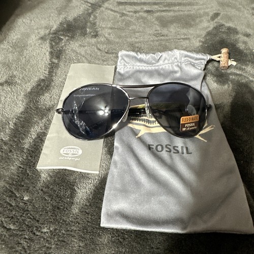 Vintage Fossil Sunwear Brandt Mens Sunglasses Oval Black Metal Frames ...