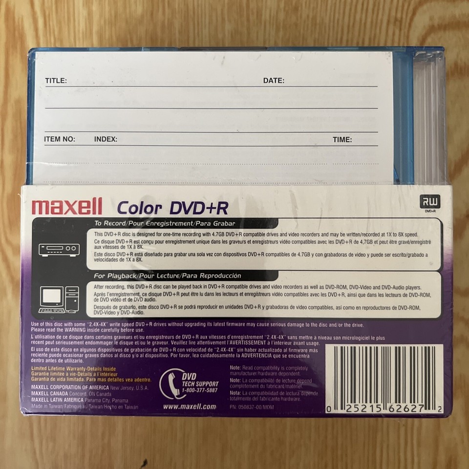 MAXELL COLOR DVD-R 10 PACK 4.7GB 120 MIN BRAND NEW FACTORY SEALED FREE ...
