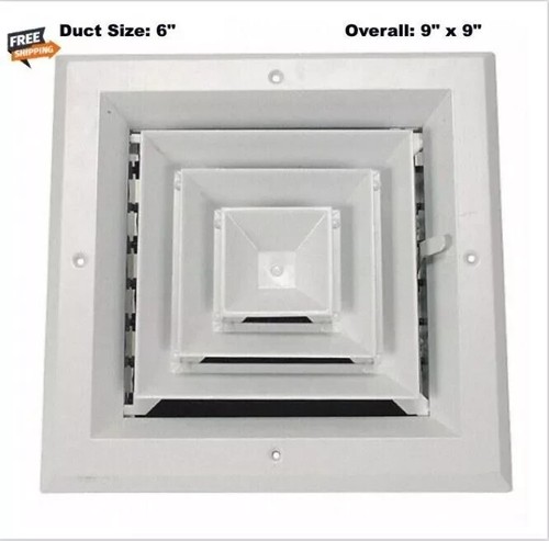 Square Ceiling Diffuser Grille White Aluminum 6" Duct Size Cover AC ...