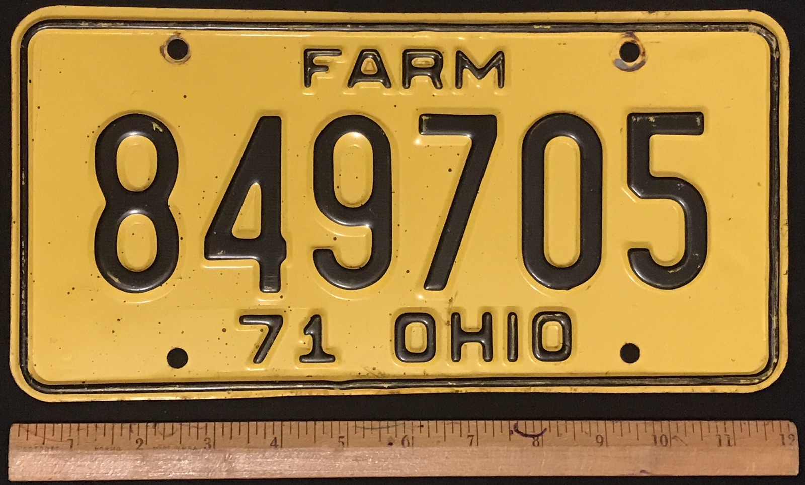 1971 OH Farm Plate, Black On Yellow: FARM 849 705, OHIO 71 | eBay