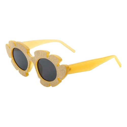 Glitter Flower Sunglasses Women's Oval Cat Eye Floral Shimmering Frame ...