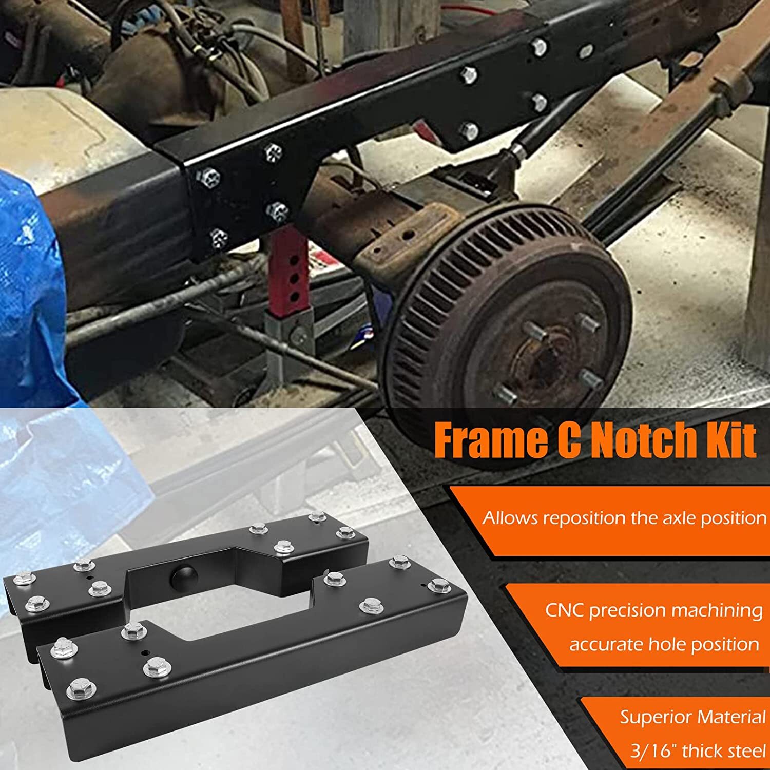 C Notch Kit Rear Support 6" Drop Flip for Chevy Silverado GMC Sierra ...