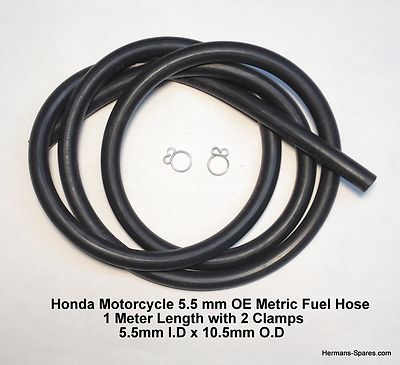 New Genuine Honda 5.5mm I.D. OE Metric Fuel hose - 1 Meter Length w/ 2 ...