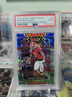 2022 George Pickens Select Draft Blue Green Squares Prizm /25 PSA 9 #94 ...