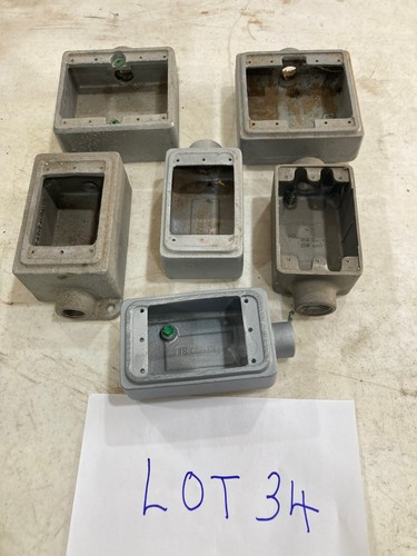 LOT- 2-Appleton FS-2-75, 2-Gang, 3/4" Hub, Malleable Iron, Device Box ...