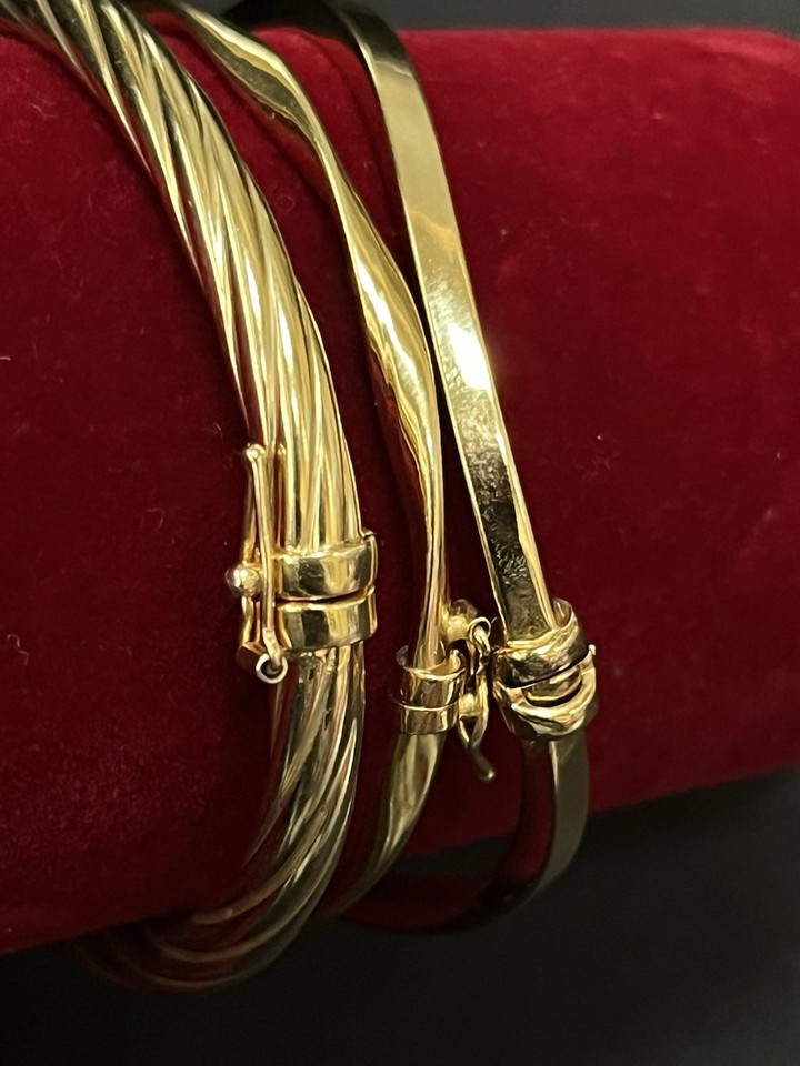 925 Sterling Gold Vermeil Milor Italian Hinged Bracelet Lot Of 3 6.75-7 ...