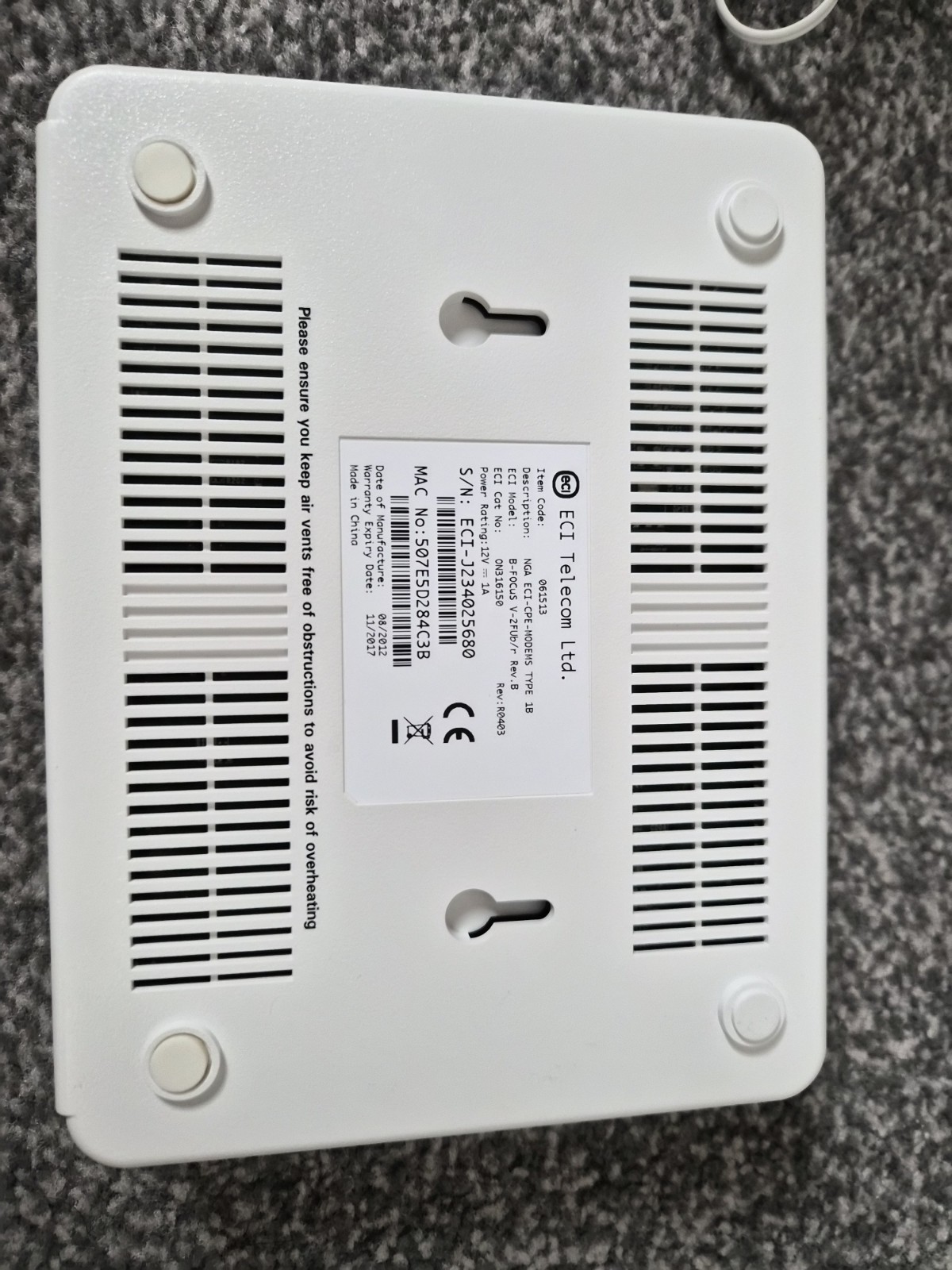Openreach ECI Telecom Modem: NGA ECI-CPE-Modems Type 1B - B-Focus V ...