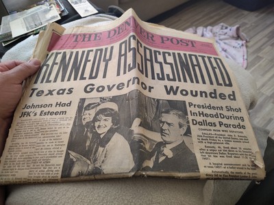 The Denver Post "KENNEDY Assassinated" Paper November 22, 1963 Home Ed ...