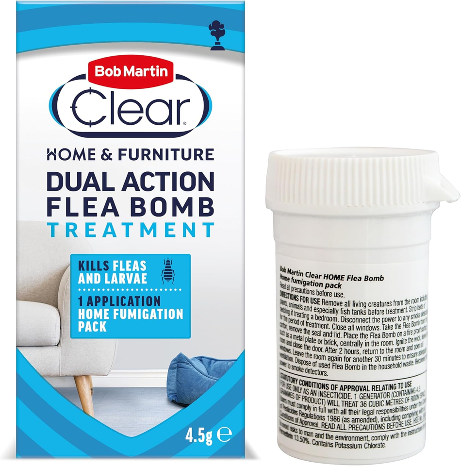 Bob Martin Clear Home Flea Bomb Home Fumigation Pack Kills Fleas Room ...