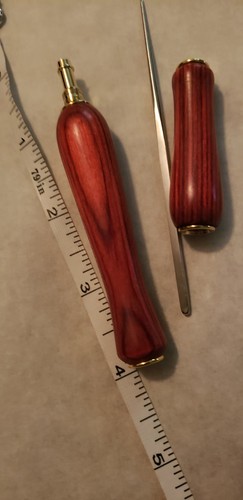 Wooden laying tool Hand Tooled beautiful color with case | eBay