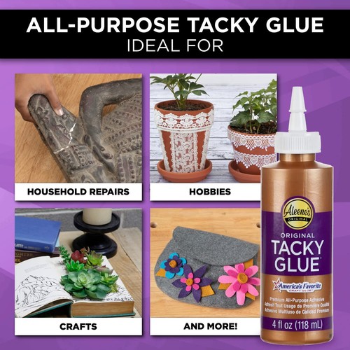 Aleene's Tacky Glue 4 fl oz Non Toxic Adhesive for Paper Wood Fabric ...