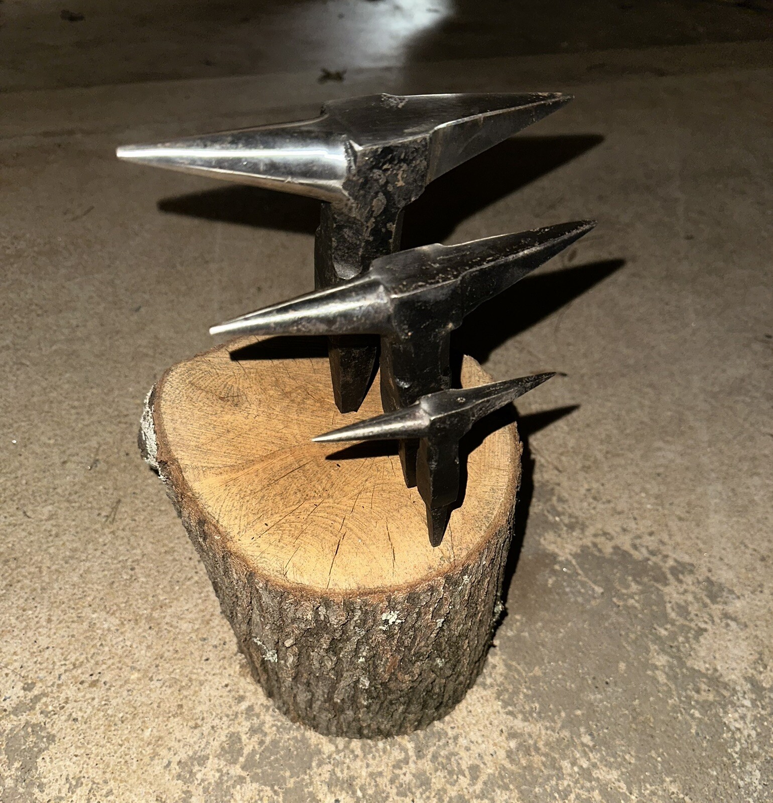 Blacksmith Tools Stump Anvil Set Of 3 Hardy Hole Or Vise Anvil Tool Set ...
