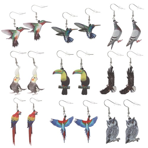 Fashion Acrylic Parrot Bird Earrings Animal Jewelry Eardrop Earbob ...