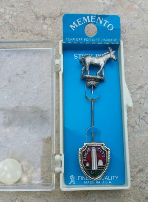 Kansas City Mo Stick Pin silver plate vintage enamel donkey | eBay