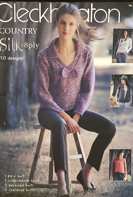 CLECKHEATON COUNTRY STYLE Silk 8 Ply 10 Designs Knitting Pattern Book ...