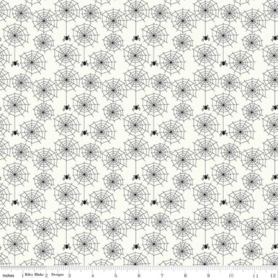 Fat Quarter Riley Blake “Beggar's Night" Spiderwebs Cream Halloween ...