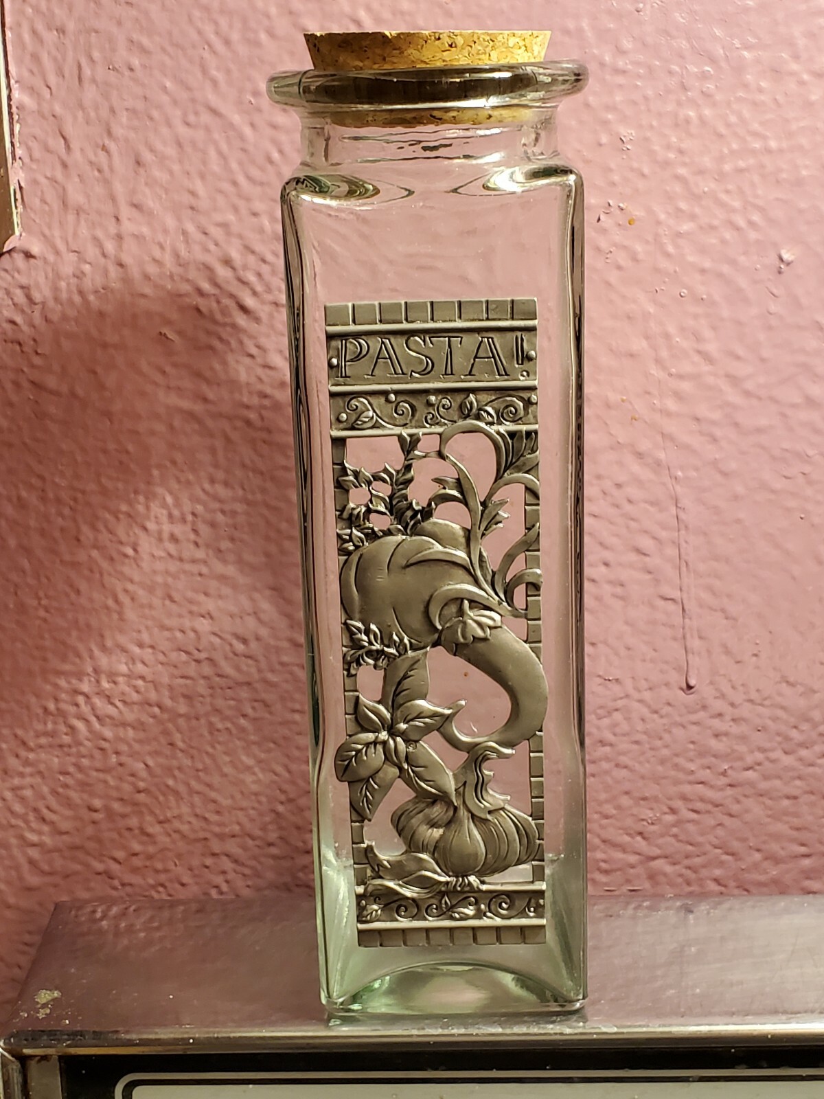 Vtg Hand Crafted Decorative Metal PASTA Bottle SPAIN w/Cork Top 10" | eBay