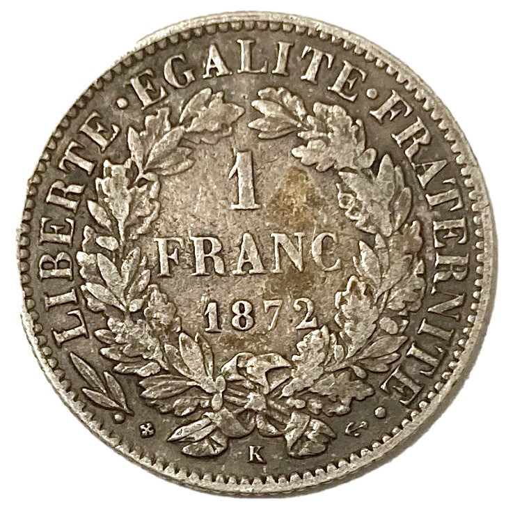 1872-K France 1 Franc - SILVER | eBay