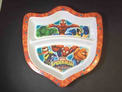 Spider-man & Friends melamine 2 part shield shape divided dish plate ...