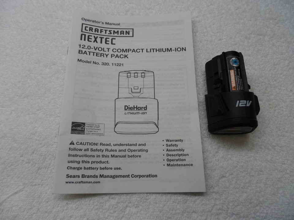 Craftsman 12V (Volt) Nextec Compact Lithium-Ion Battery 320.11221 ...