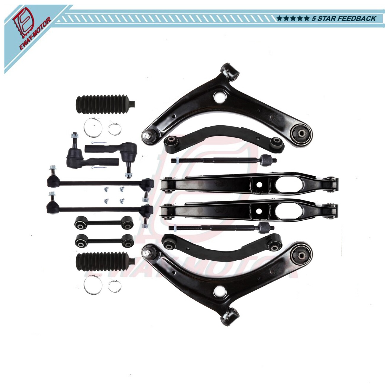 16x Fits Dodge Caliber Front Control Arm w Ball JointsTie Rod Sway Bar ...