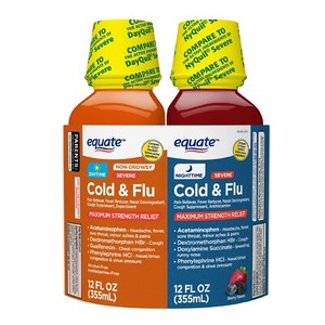 Equate Daytime & Nighttime Severe Cold & Flu Relief - Medicine 12 Fl OZ ...