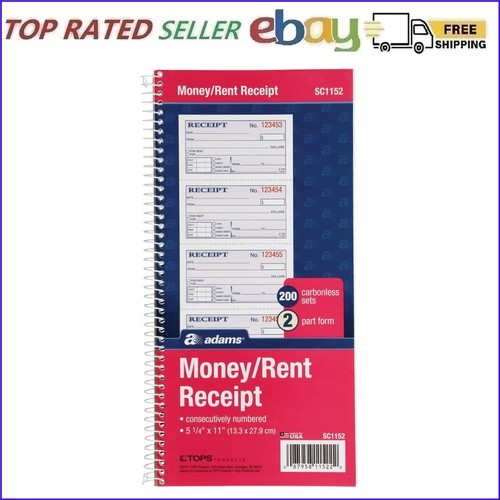 Compact 2-Part Carbonless Receipt Book, 4 Receipts per Page - 5-1/4" x ...