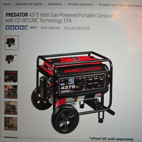 PREDATOR 4375 Watt Gas-Powered Portable Generator (131866-1 KO FRNT) | eBay