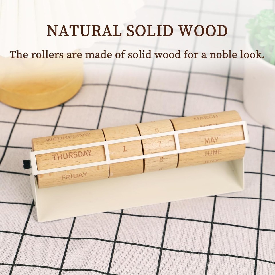 Wood Rotating Wheel Calendar, Creative Rotatable Calendar, Wooden ...