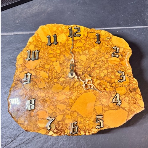 Vintage Unique Natural Stone Wall Clock MCM Atomic Era MCM Retro Decor ...