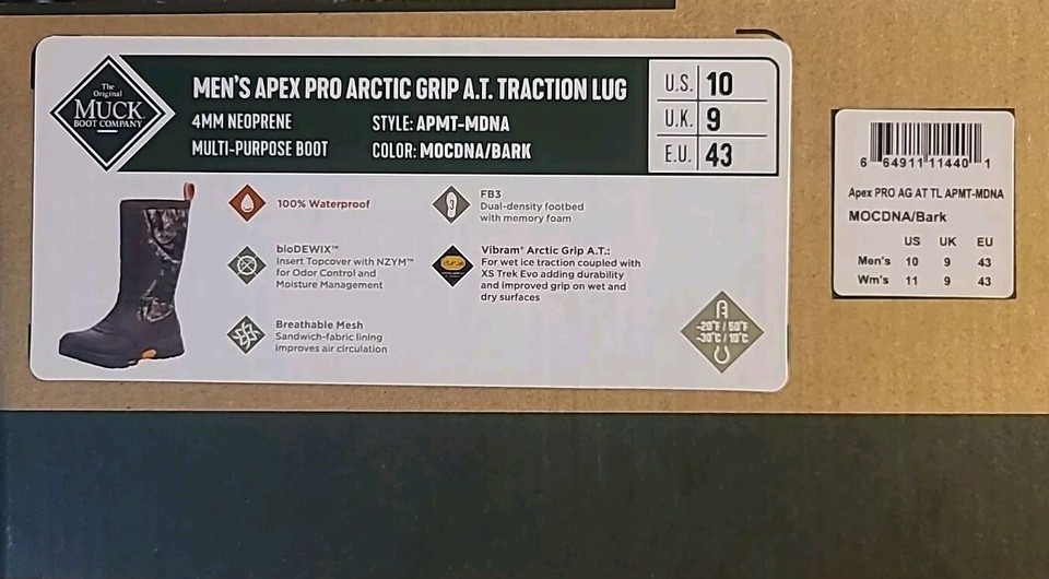 Muck Boots Apex Pro Arctic Grip All-Terrain Hunting Boots (Mossy Oak ...