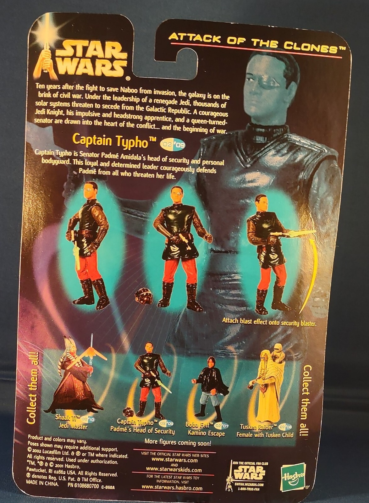 Star Wars Attack of The Clones Captain Typho Figure 2002 Hasbro MOC 2 ...