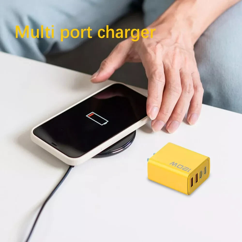 120W Fast Charging 4 Ports Mobile Phone Charger QC3.0 USB TypeC ...