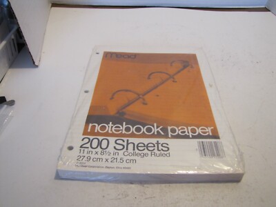 VTG MEAD NOTEBOOK PAPER 200 COLLEGE RULED SHEETS 10 1/2 X 8 17-3314 ...