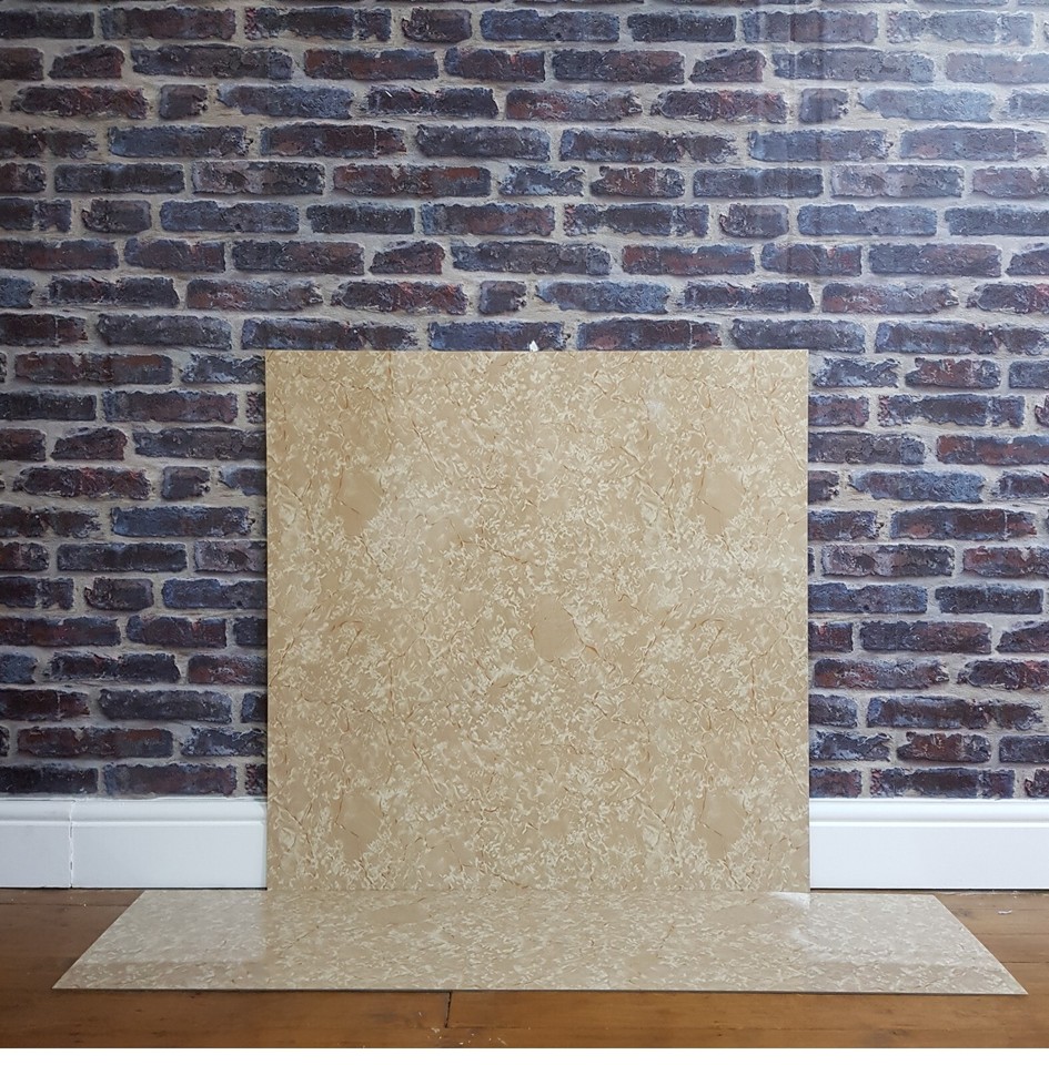 White Cream Marble or Black Effect HPL Laminate Fireplace Back Panel ...