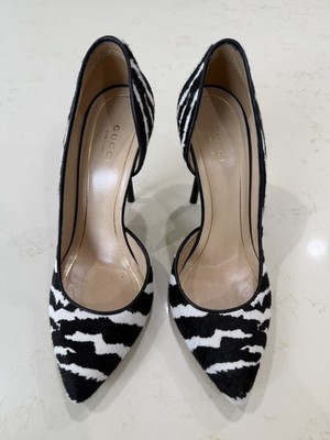 Gucci black-white ponyhair zebra print pump | eBay