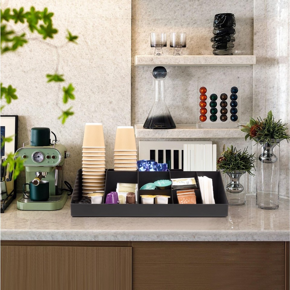 Coffee Condiment Organizer Holder 10-Compartment Break Room Coffee ...