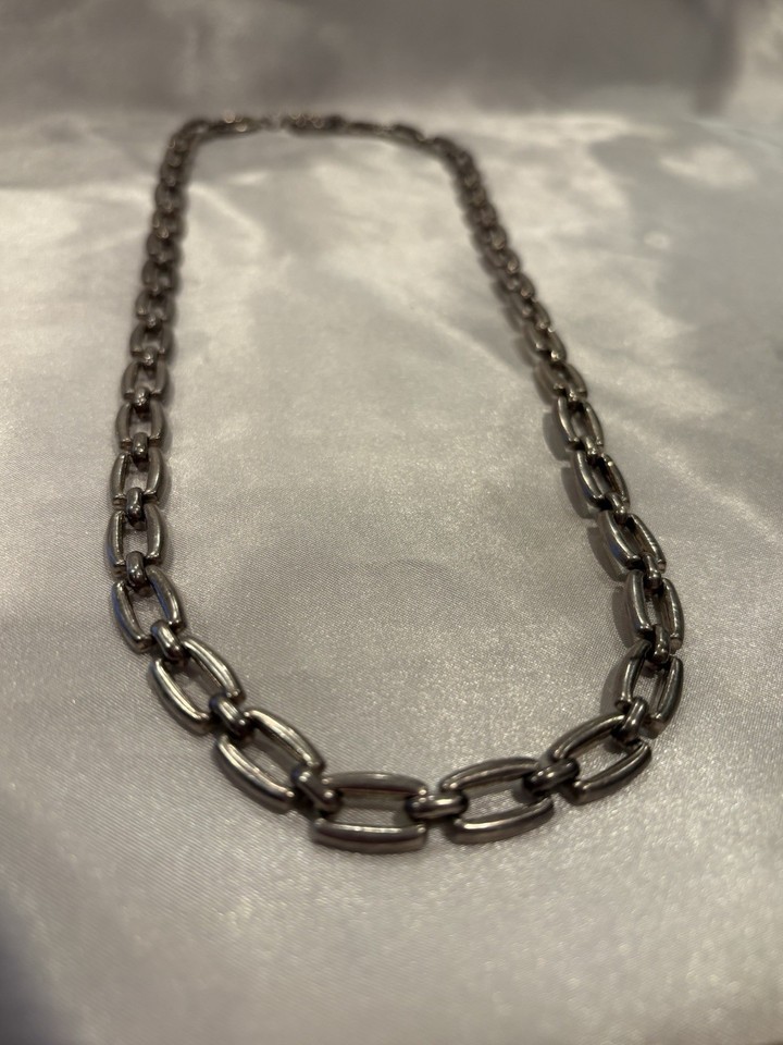 Hand Made Taxco Sterling Silver Rectangular Link Necklace 23” | eBay