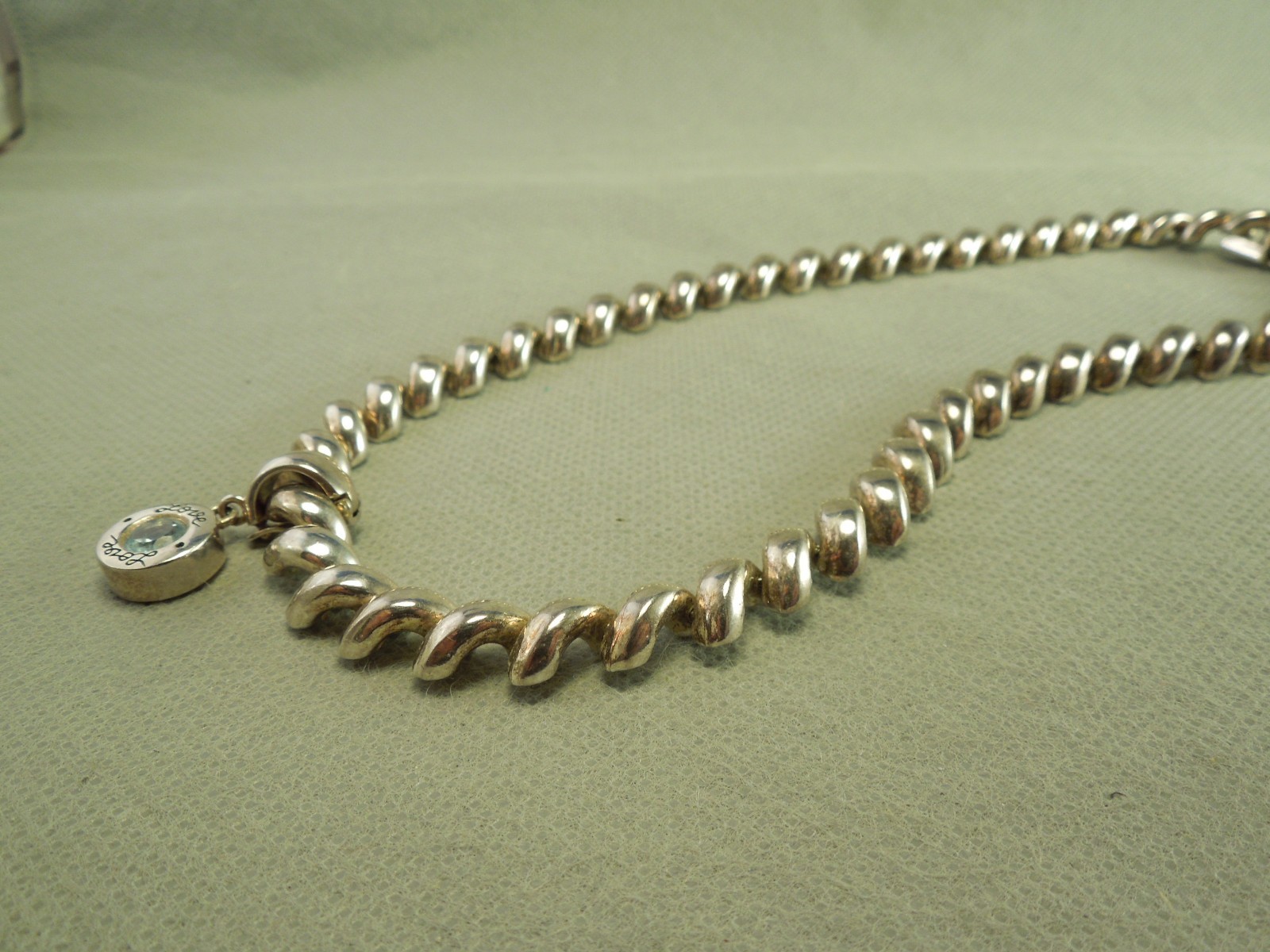 San Marco Sterling 925 Cadena Blue Topaz Necklace Signed MDR Maria ...