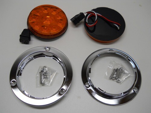 4" Round Amber 10 LED Marker Turn Signal Light Kits / Stainless Steel ...