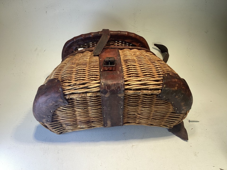 Vintage George Lawrence Fishing Creel with Leather Trim | eBay