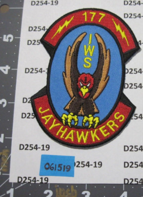 USAF patch 177th Tactical Fighter Training Squadron "Jayhawks" Kansas ...