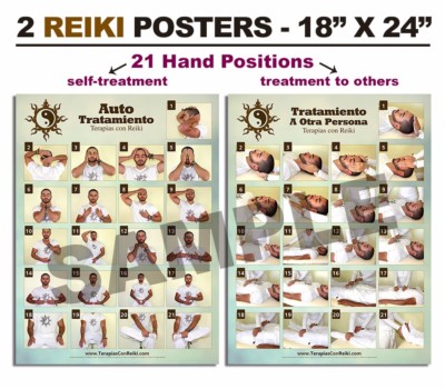 4 Posters 18"x24" Reiki Therapy 21 Hand Positions (Auto Treatment and ...